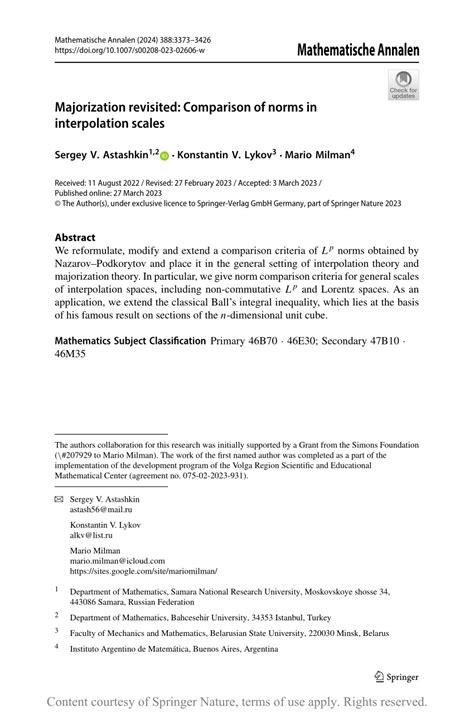 Majorization Revisited Comparison Of Norms In Interpolation Scales Request Pdf