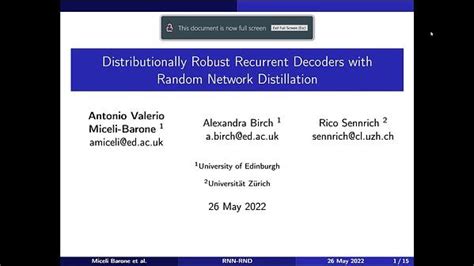 Underline Distributionally Robust Recurrent Decoders With Random Network Distillation