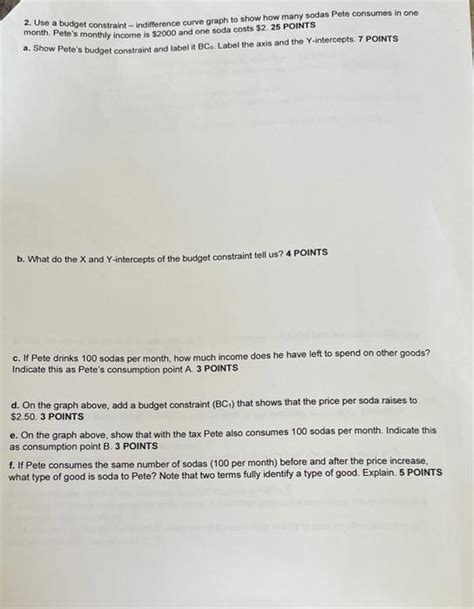 Solved 2 Use A Budget Constraint Indifference Curve Graph