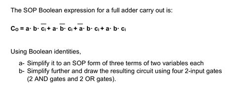 Solved The Sop Boolean Expression For A Full Adder Carry Out