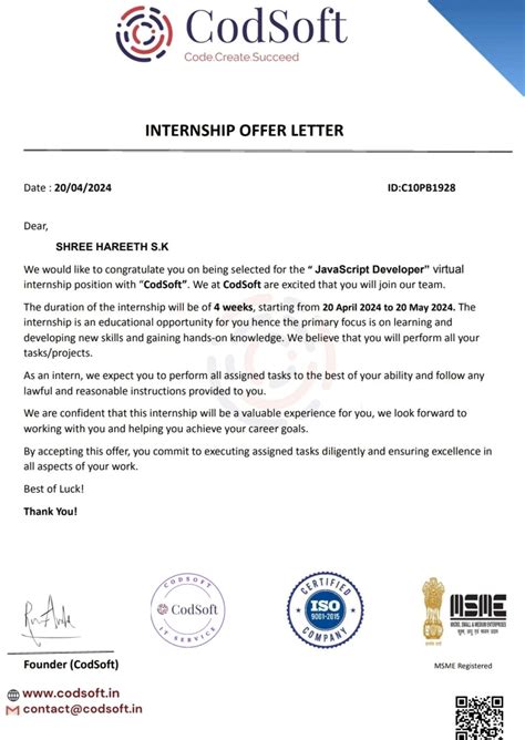 Shree Hareeth Sk On Linkedin Codsoft Javascript Codsoftinternship
