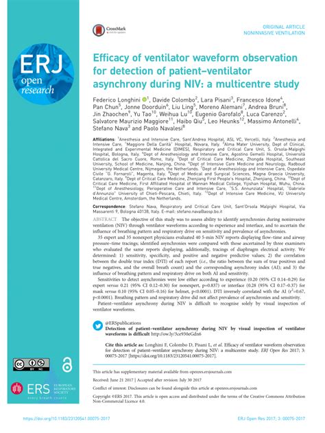 Pdf Efficacy Of Ventilator Waveform Observation For Detection Of