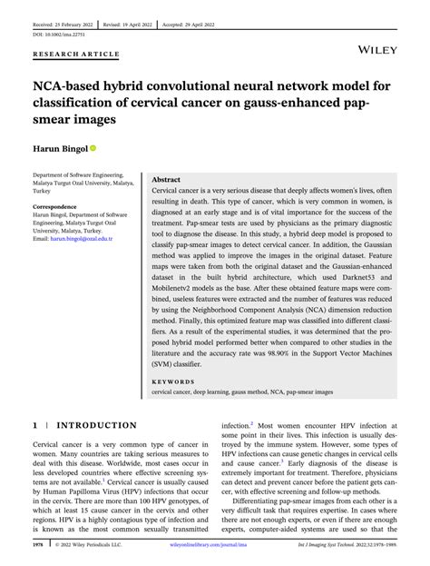 Nca ‐based Hybrid Convolutional Neural Network Model For Classification Of Cervical Cancer On