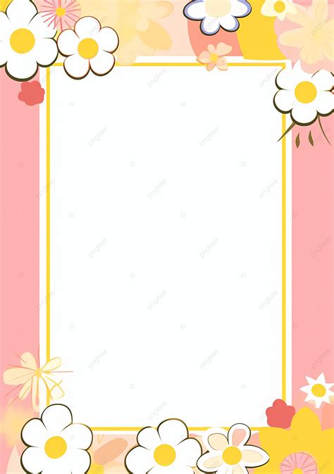 흰색 분홍색과 노란색 복고풍 페이지 테두리 배경 배경 화면 및 일러스트 무료 다운로드 Pngtree