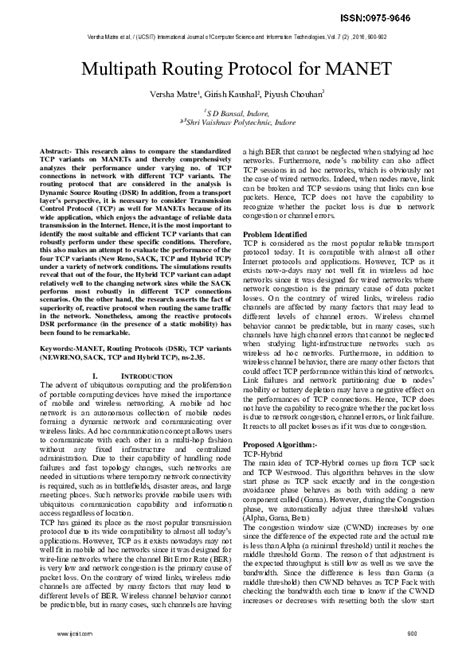 Pdf Multipath Routing Protocol For Manet