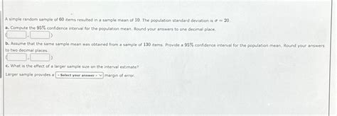 Solved A Simple Random Sample Of 60 ﻿items Resulted In A