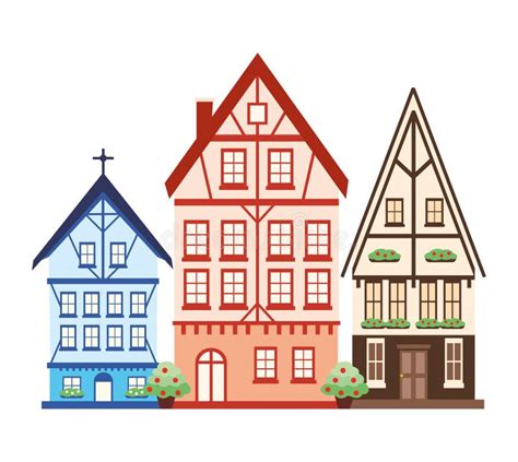 Germany Classical Neighborhood Stock Vector Illustration Of Church