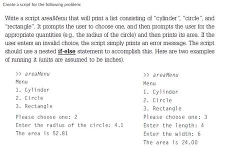 Solved Create A Script For The Following Problem Write A Chegg