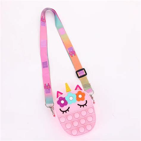 Hot Fidget Toys Stress Silicone Push Bubbles Toy Rainbow Unicorns Premium Girls Push Bubble Bag