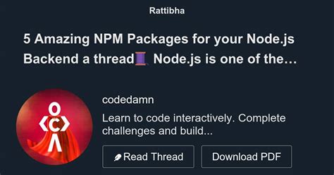 5 Amazing Npm Packages For Your Nodejs Backend A Thread🧵 Thread From Codedamn Codedamncom
