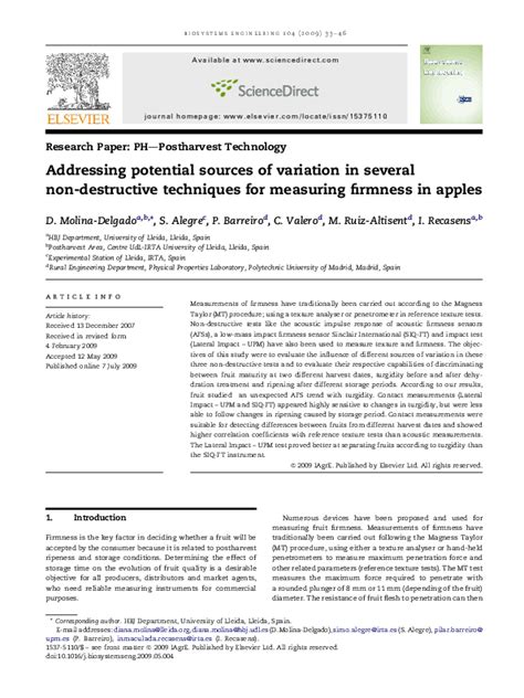 Pdf Addressing Potential Sources Of Variation In Several Non Destructive Techniques For