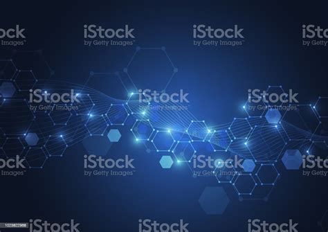 기술 배경 및 과학 스타일에서 추상 육각 분자 구조 의료 디자인입니다 벡터 일러스트 레이 션 0명에 대한 스톡 벡터 아트 및