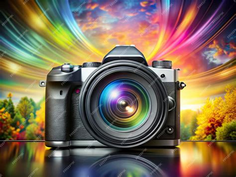 A Digital Camera With A Rainbow Background And A Colorful Background