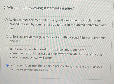 Solved Which Of The Following Statements Is Falseb