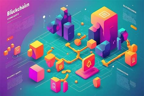 Premium Photo Blockchain Concept Slider Banner Design With Isometric