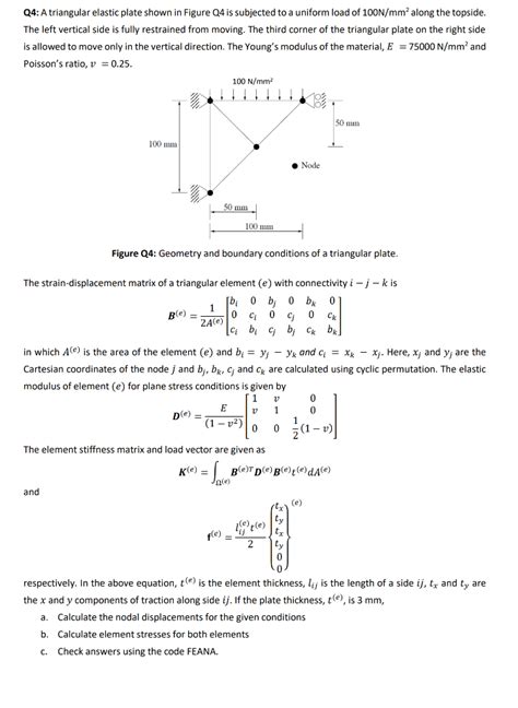 Solved Q A Triangular Elastic Plate Shown In Figure Q Is Chegg