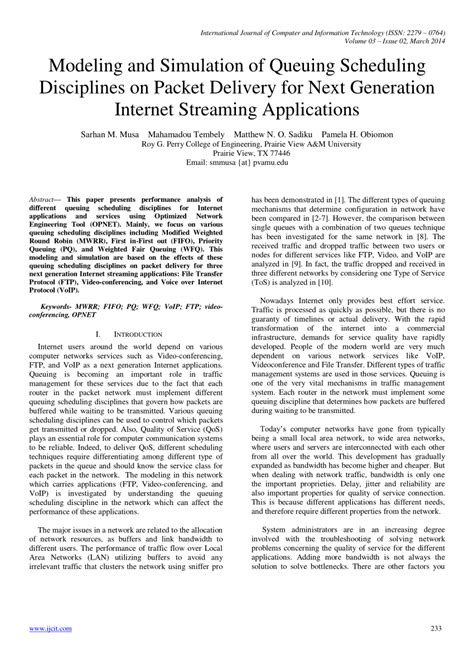 pdf modeling and simulation of queuing scheduling disciplines on