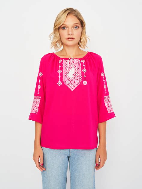 Вишиванка жіноча з візерунком Motyv Українка 10 3xl Рожева 2000817736428 Брендовий одяг