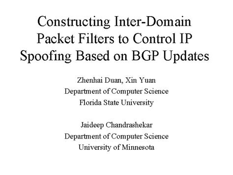 Constructing Interdomain Packet Filters To Control Ip Spoofing