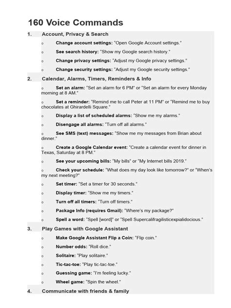 160 Voice Commands Pdf Flashlight