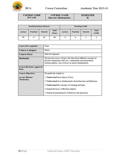 2 Syllabus Discrete Mathematics Bca Pdf Matrix Mathematics Mathematical Objects