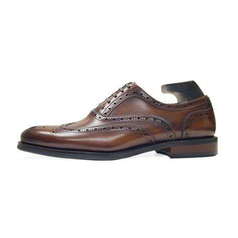 Monet Handmade Grain Cowhide Leather Full Brogue Wing Tip Round Toe