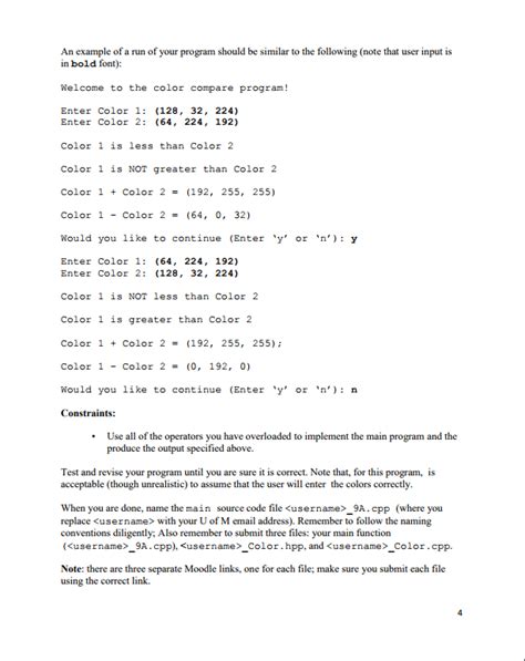 Solved Problem A Overloading Operators For The Color Class