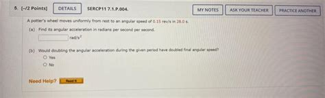 Solved A Potter S Wheel Moves Uniformly From Rest To An Chegg