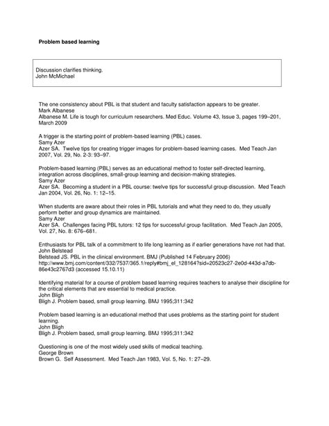 Pdf Problem Based Learning