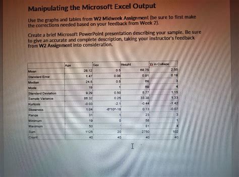 manipulating the microsoft excel output use the