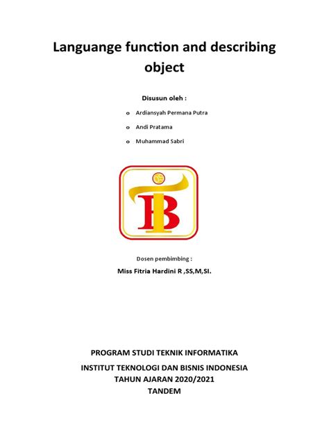 Languange Function And Describing Object Pdf Karier And Perkembangan Seni And Disiplin Bahasa