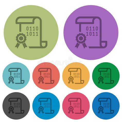 Digital Certificate Flat Round Icons Stock Vector Illustration Of Certificated Permission