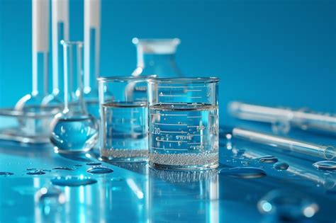 Premium Photo Laboratory Glassware With Blue Background