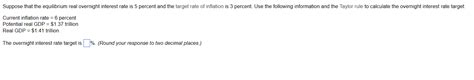 Solved Suppose That The Equilibrium Real Overnight Interest Chegg