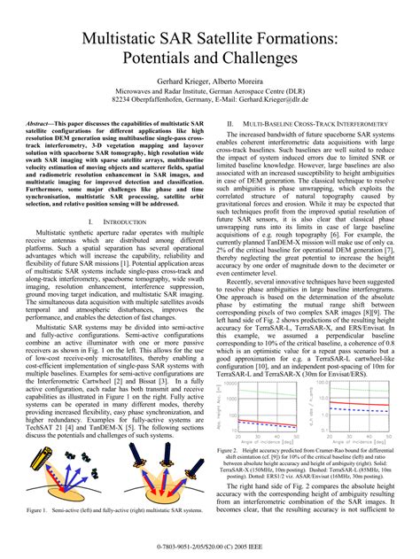 Pdf Multistatic Sar Satellite Formations Potentials And Challenges