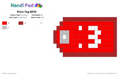 Price Tag Bfdi Pony Bead Pattern Kandi Pad Kandi Patterns Fuse