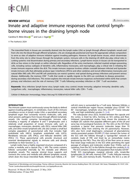 Pdf Innate And Adaptive Immune Responses That Control Lymph Borne