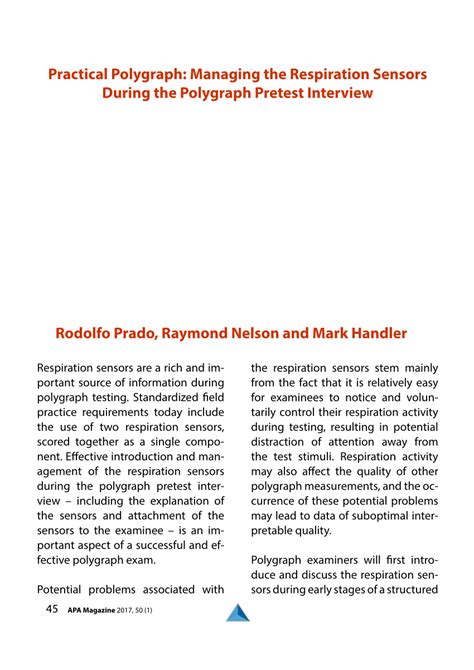 Pdf Practical Polygraph Managing The Respiration Sensors During The