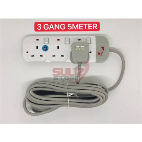 Extension Trailing Socket With Neon Plug Adaptor Multiple Universal Adapter Plug 5meter 3gang