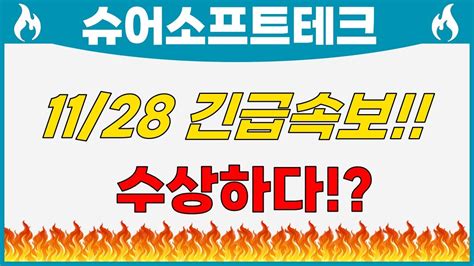 슈어소프트테크 주가전망 1128 긴급속보 수상하다 Youtube