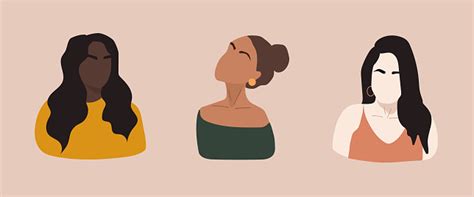 복고풍 배경에 여성 모양과 실루엣의 세트 파스텔 색상의 추상적인 여성 현대 미술 포스터 컬렉션 소셜 미디어에 대한 패션 소녀