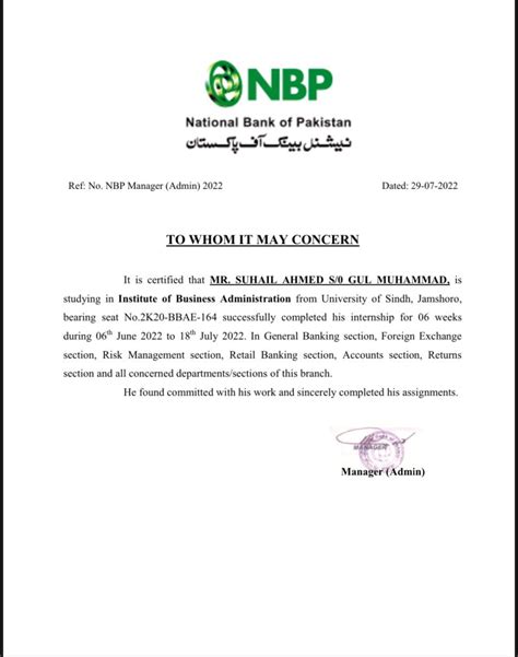 Suhail Ahmed On Linkedin Internshipexperience Finance Nationalbankofpakistan