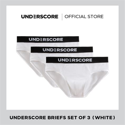 Underscore Briefs Set Of 3 Pcs White กางเกงชั้นในชายอันเดอร์สกอร์ บ