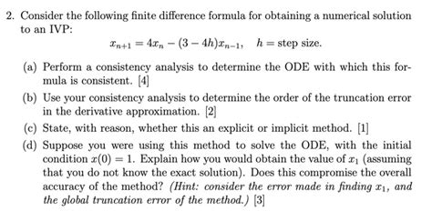 2 Consider The Following Finite Difference Formula