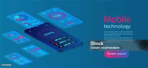 모바일 화면 현대 인포 그래픽 다이어그램 템플릿과 차트 그래프 모바일 애플 리 케이 션 3d 아이소메트릭 평면 디자인에 대 한