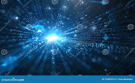 Dynamic Digital Data Stream Visualization Blue Tech Abstract Background Cyber Tunnel Concept