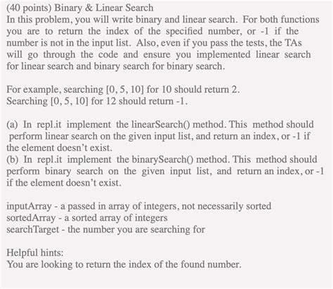 solved 40 points binary and linear search in this problem