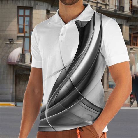 Ddapj Pyju Business Casual Polo Shirts For Men Short Sleeve Digital 3d