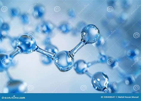 Blue Molecule Atoms Structures On Blue Liquid Serum Background Science Molecular Water Drop Dna