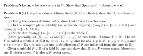solved problem 5 let u v be two vectors in v show that